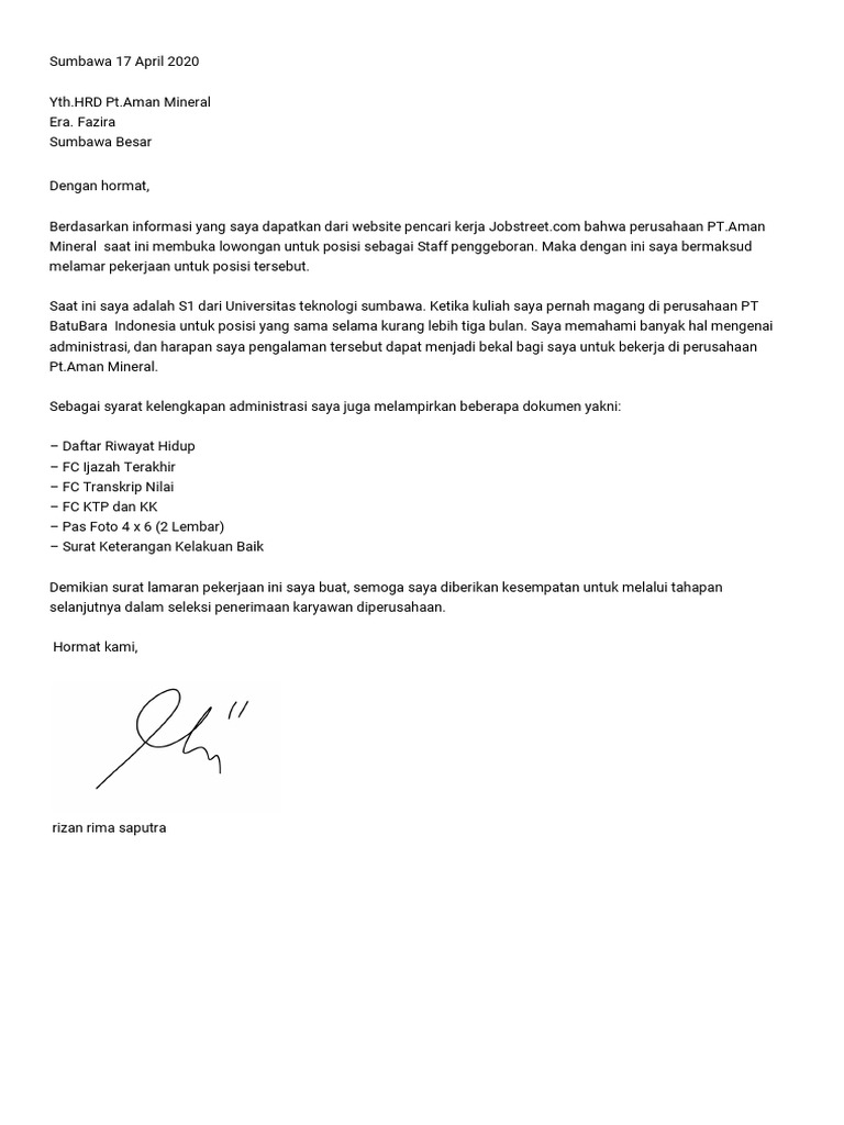 CV Rizan Rima Saputra PDF | PDF