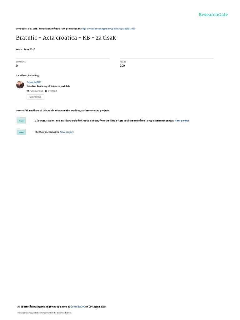 Bratulić, Ladić - Acta Croatica, Zagreb, 2017.god PDF | PDF