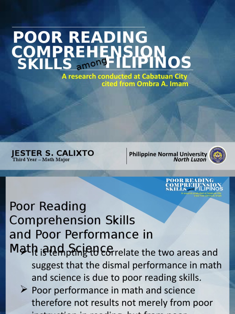 Poor Reading Comprehension in Filipinos | PDF | Career & Growth ...