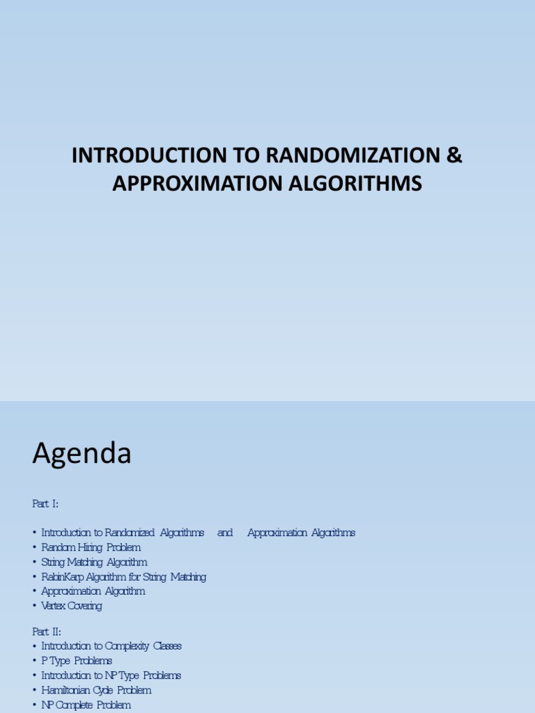 Introduction To Randomization And Approximation Algorithms Pdf Time Complexity Computational