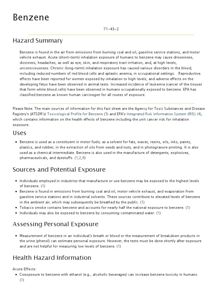 Benzene PDF | PDF | Benzene | Toxicity