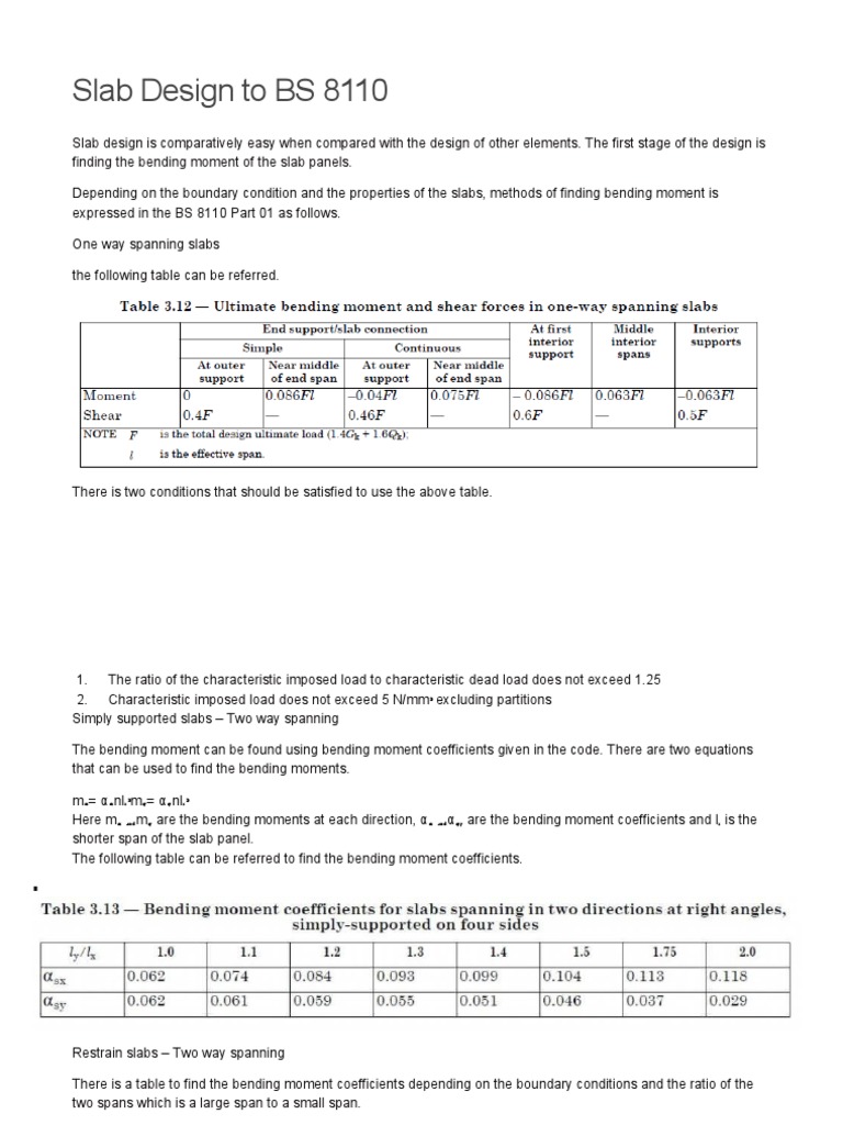 Slab Design To BS 8110 | PDF | Mechanics | Civil Engineering