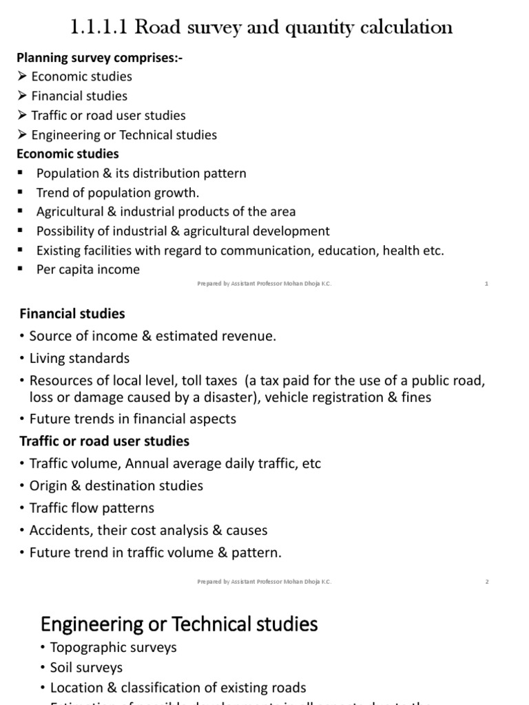 Road Survey and Quantity Calculation | PDF | Road | Surveying