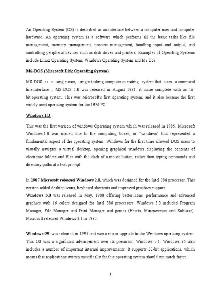MS-DOS (Microsoft Disk Operating System) | PDF | Microsoft Windows ...