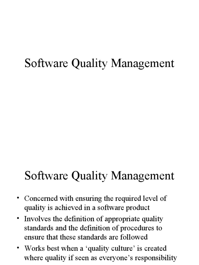 Software Quality Management | PDF | Iso 9000 | Quality (Business)