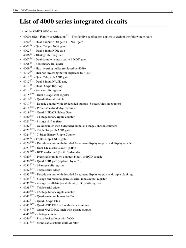Lijst 4000 CMOS Logische ICs | PDF | Electronic Engineering | Digital ...