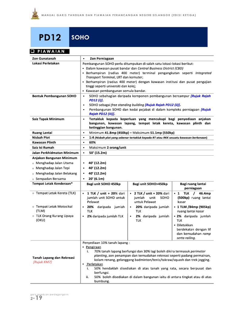 Selangor Planning Guidelines-Soho | PDF