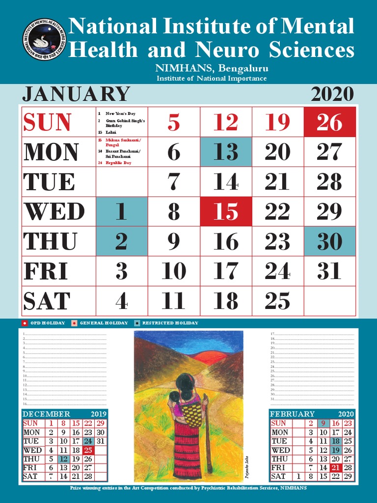 NIMHANS Calendar 2020 PDF | PDF | Festival | Observances