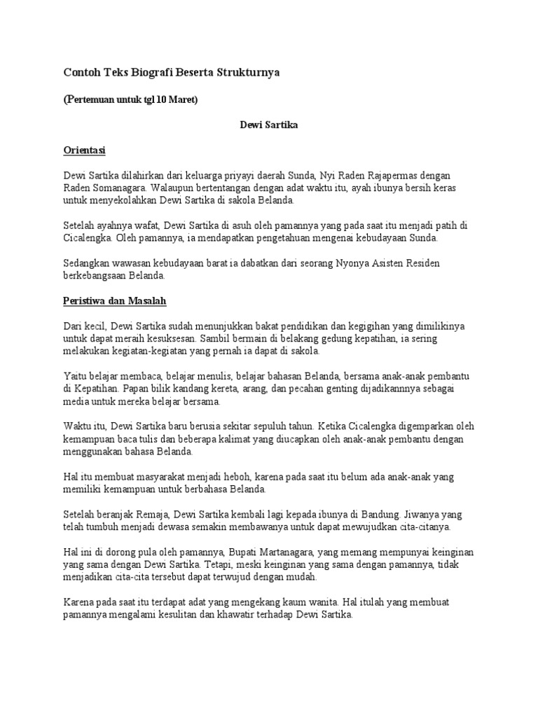Contoh Teks Biografi Beserta Strukturnya | PDF