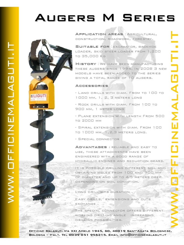 Brochure Augers | PDF | Drill | Loader (Equipment)