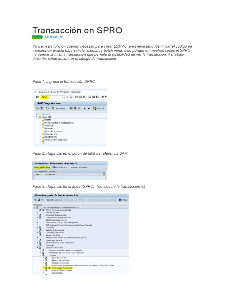 Encontrar Transacción de SPRO SAP | PDF