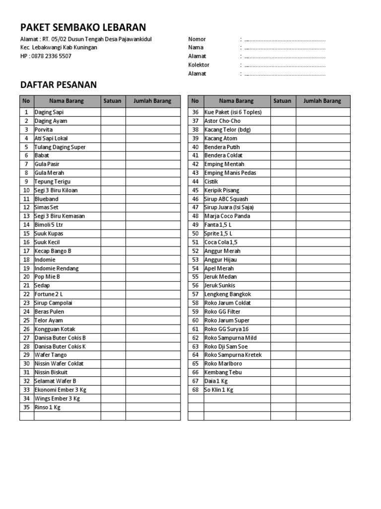 List Sembako | PDF | Indonesian Cuisine | Indonesia