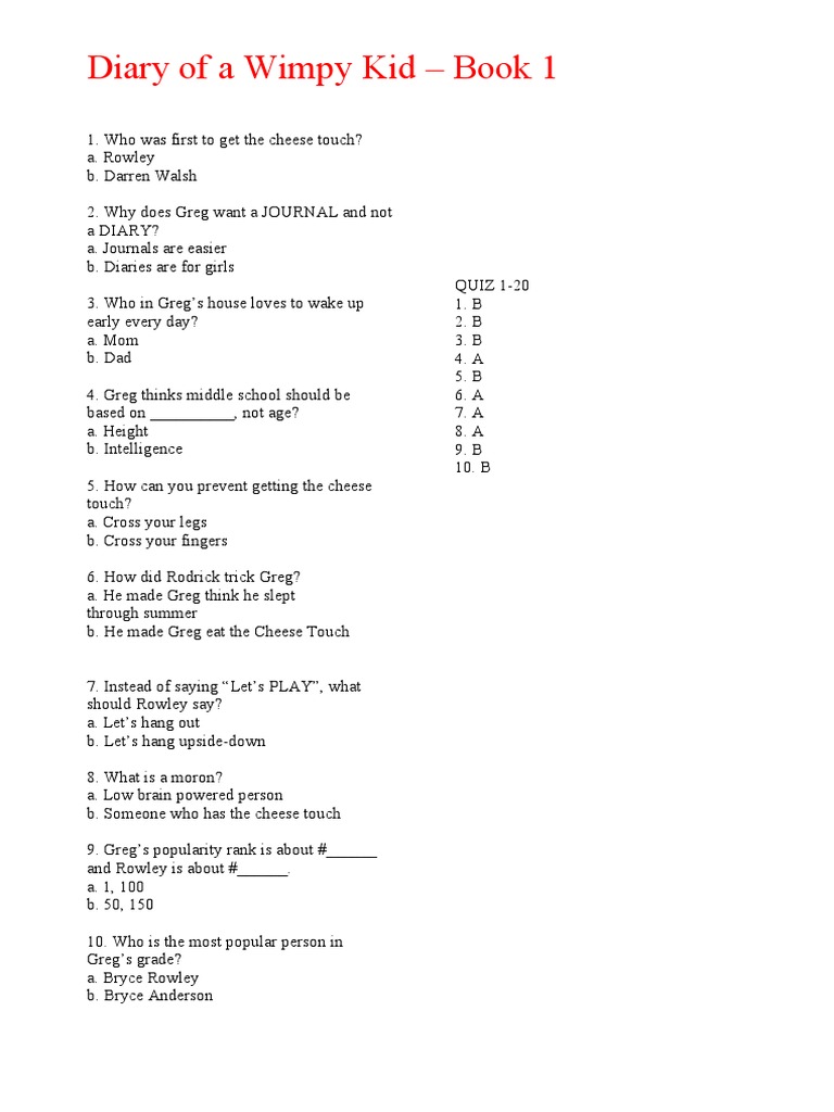 Diary of A Wimpy Kid - Forms | PDF | Fictional Diaries