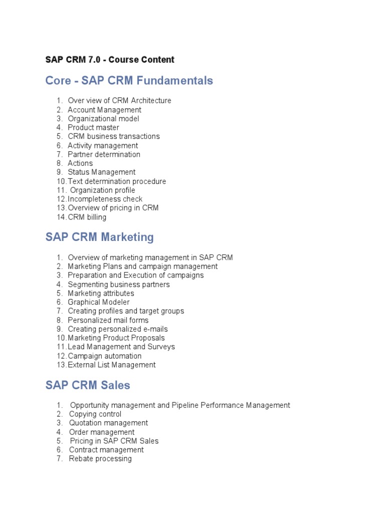 Core - SAP CRM Fundamentals | PDF