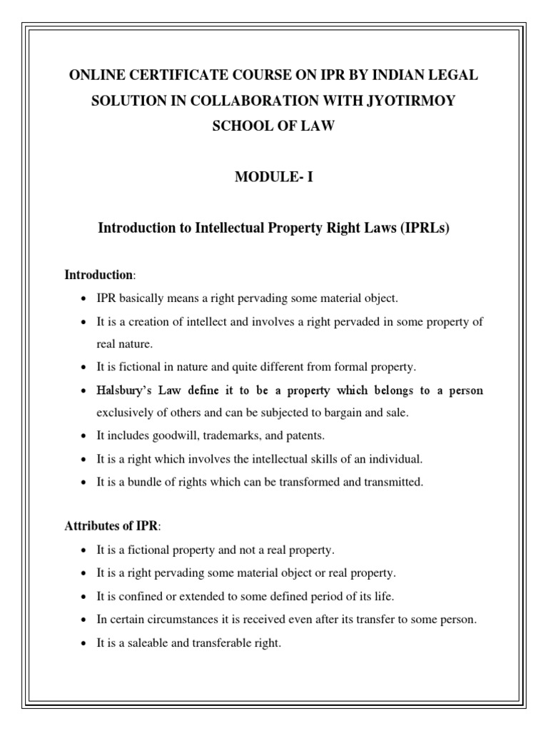 IPR Theory Sample | PDF | Intellectual Property | Patent