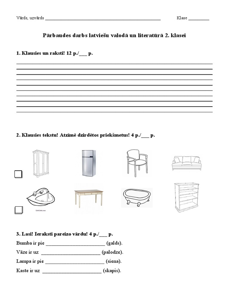 2.klase Parbaudes Darbs | PDF