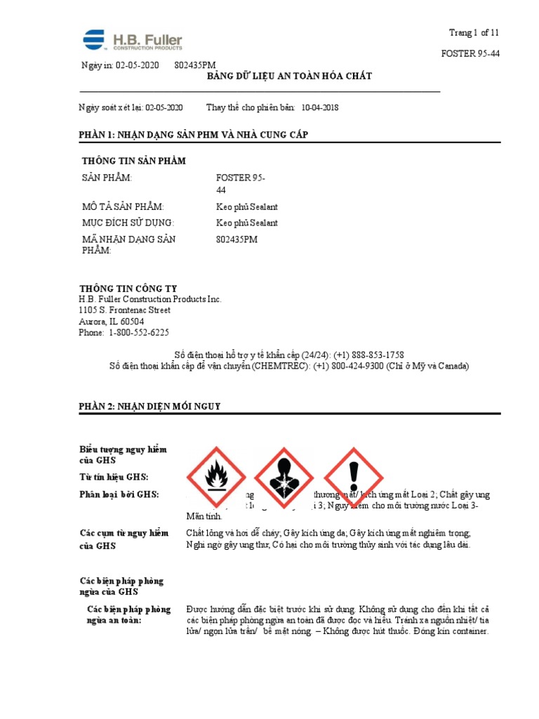 Foster-95-44-R0220 MSDS - VN | PDF