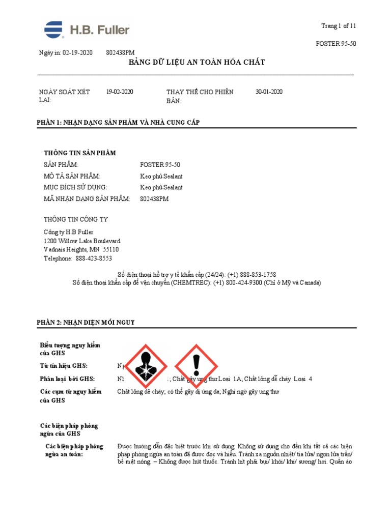 Foster-95-50 MSDS - VN | PDF