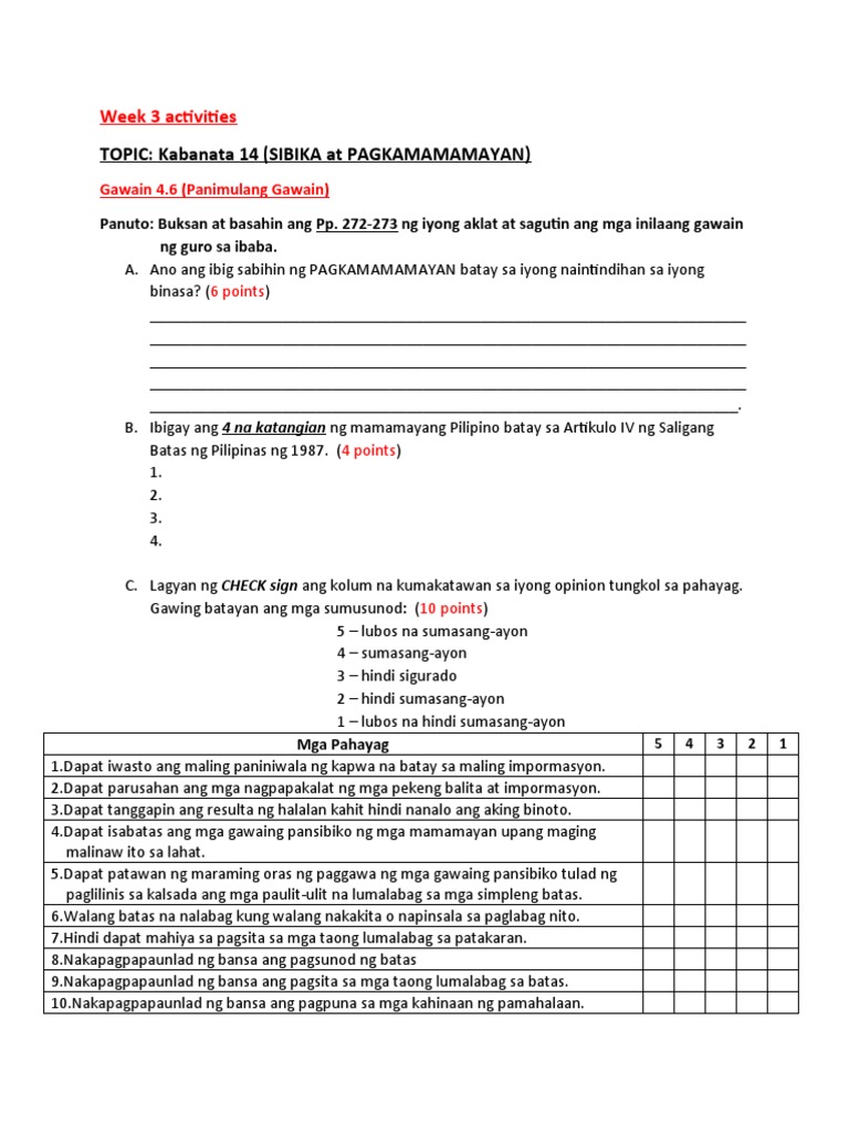 For 3rd Week AP Activities | PDF