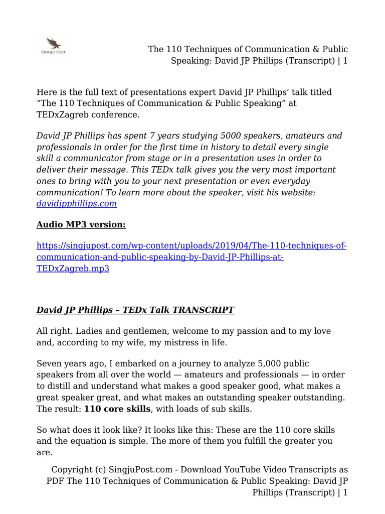 The 110 Techniques of Communication & Public Speaking - David JP ...