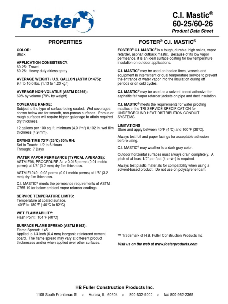 Properties Foster C.I. Mastic | PDF | Specification (Technical Standard ...