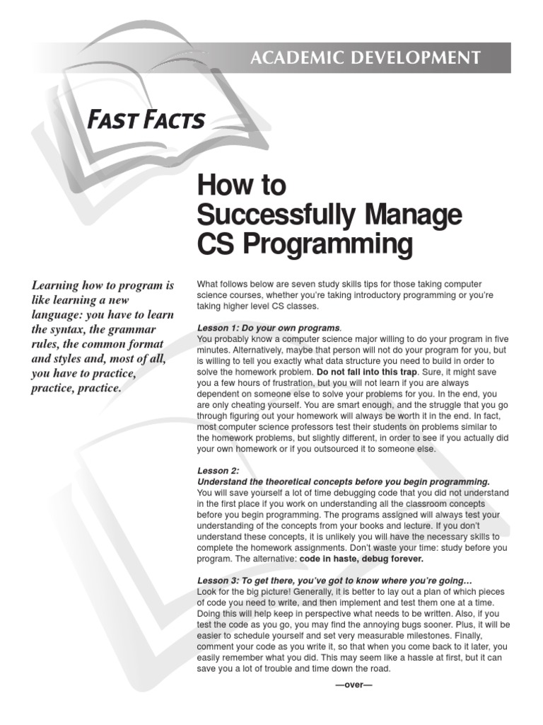 How To Successfully Manage CS Programming | PDF | Homework | Computer ...