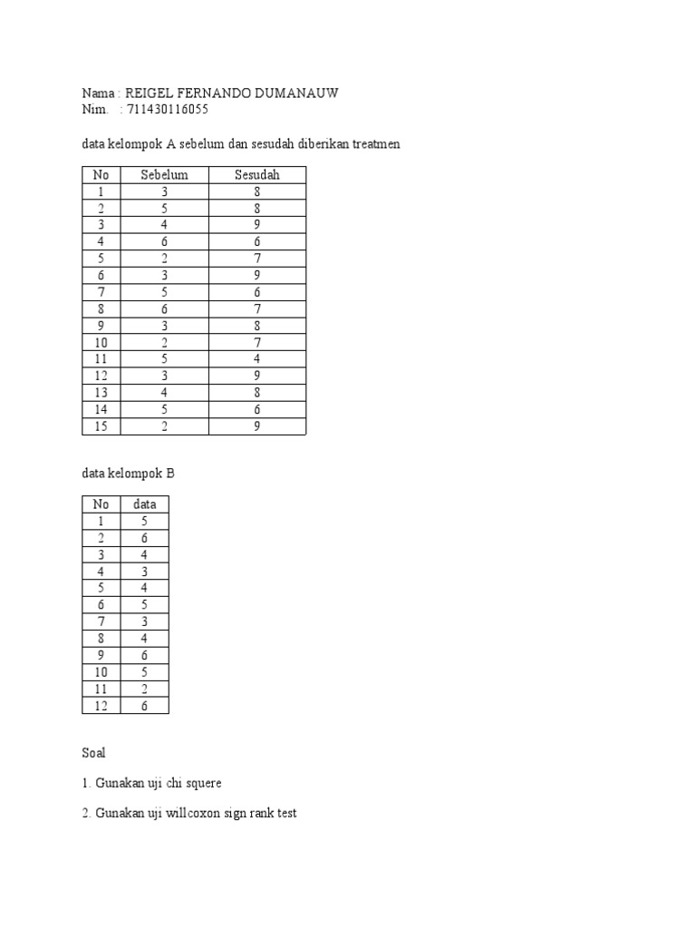 Tugas Uts Statistik Reigel Dumanauw | PDF