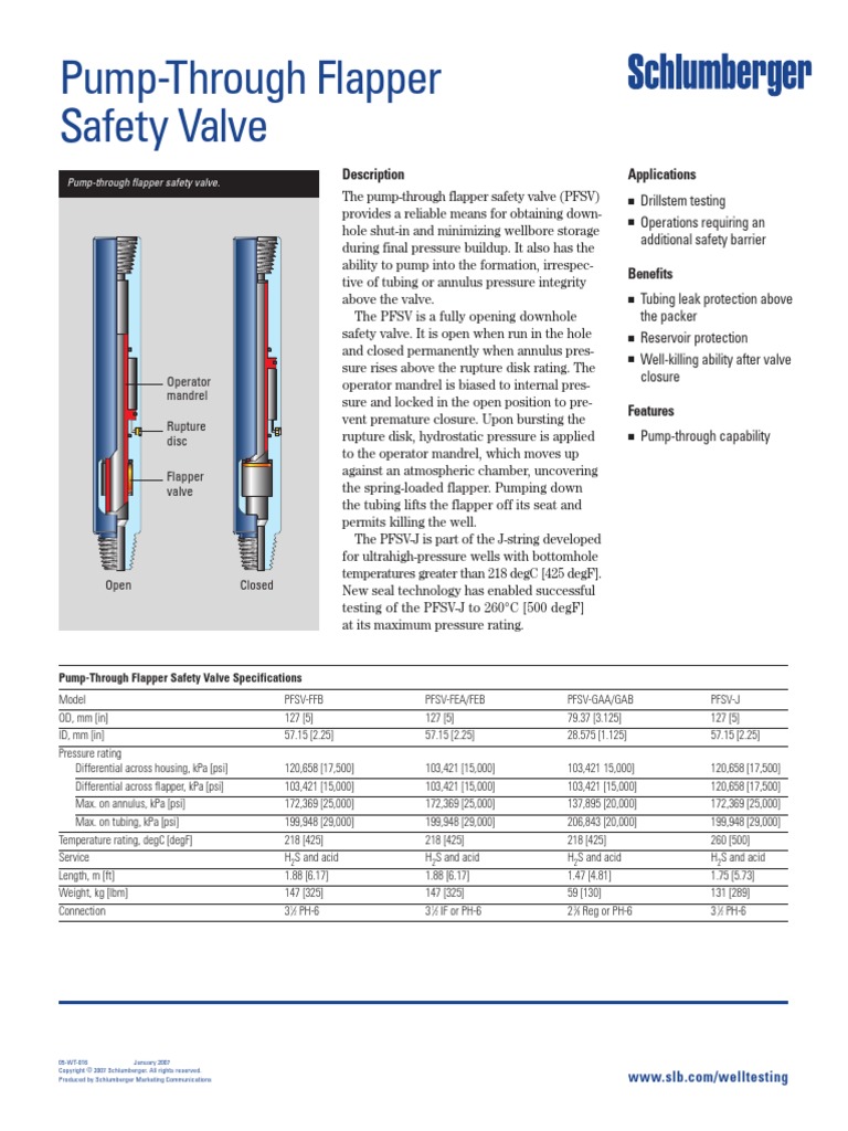 Pump-Through Flapper Safety Valve: Applications Description | PDF ...