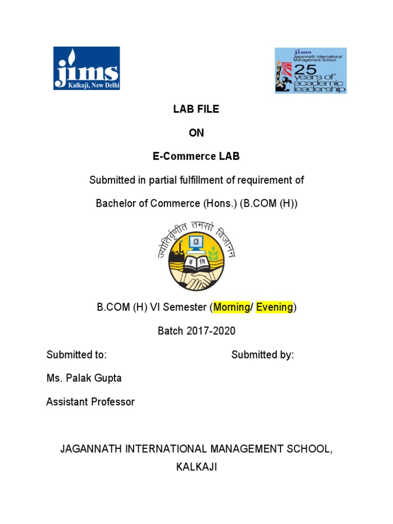 E-Commerce Lab File - B.Com VI M & E | PDF