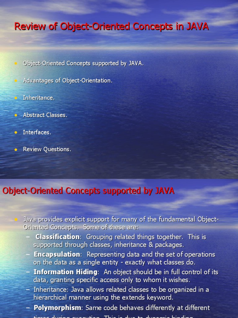 Review Of Object Oriented Concepts In Java Pdf Inheritance Object Oriented Programming 2718
