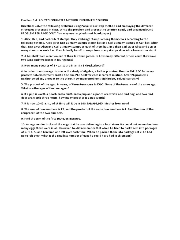 Polyas Four Step Method in Problem Solving | PDF