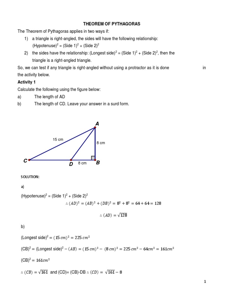 Theorem of Pythagoras | Download Free PDF | Triangle | Elementary Geometry