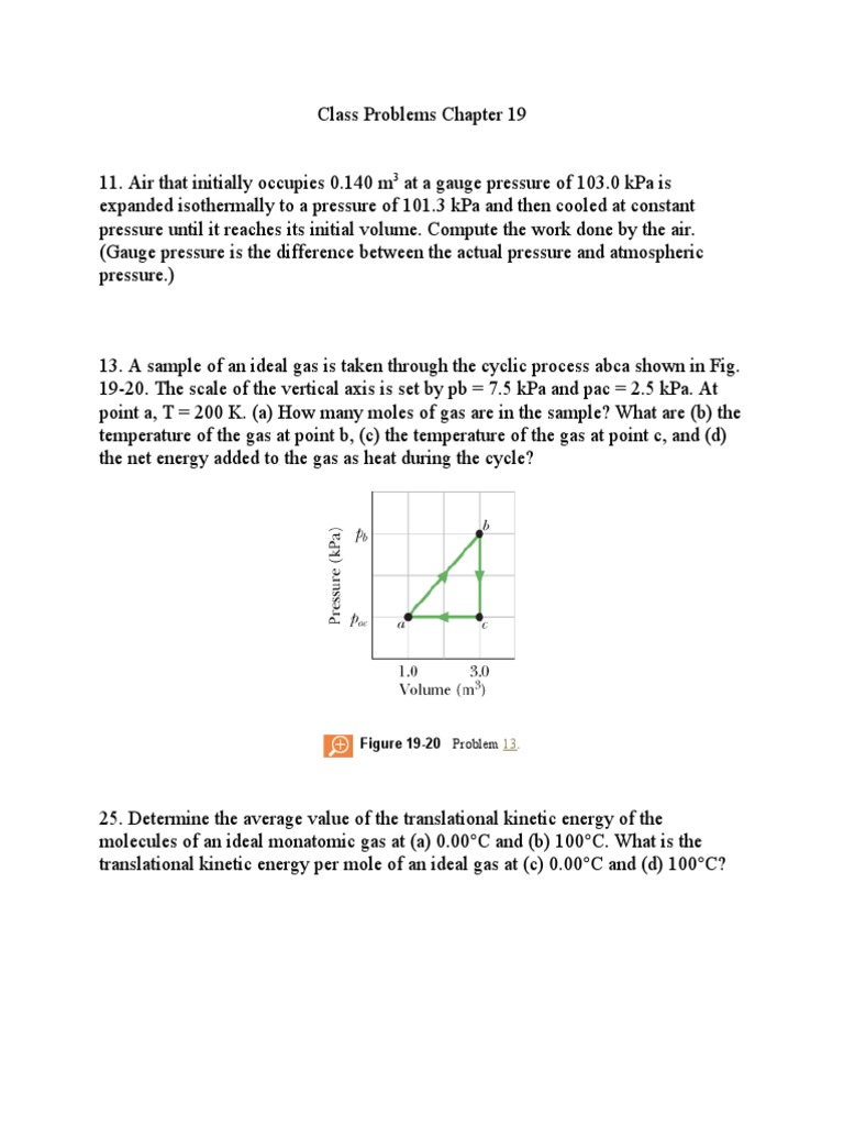 Physics Chapter 19 Class Problems | PDF | Gases | Heat