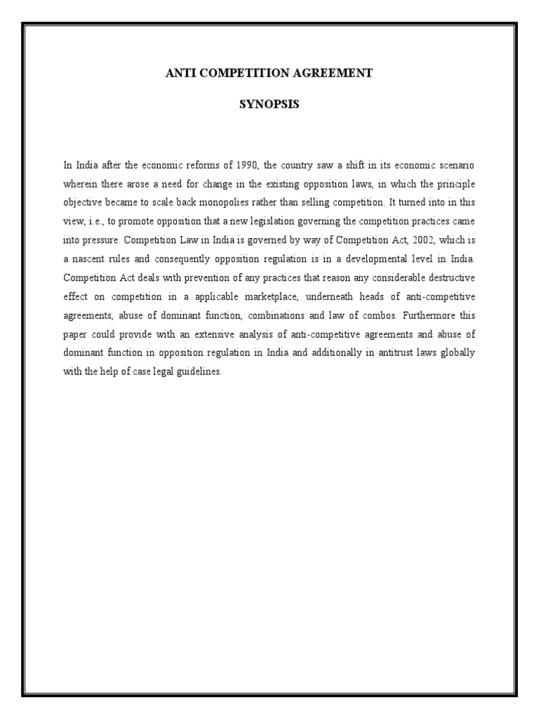 Anti Competition Agreement-Pawas | PDF