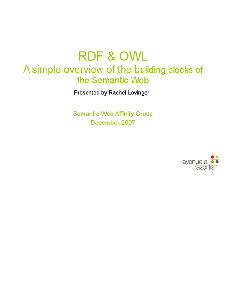 RDF & Owl: A Simple Overview of The B | PDF | Resource Description ...