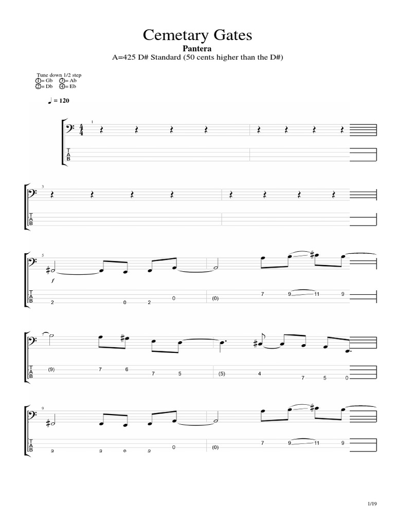 Pantera's Cemetery Gates Tab Guide | PDF