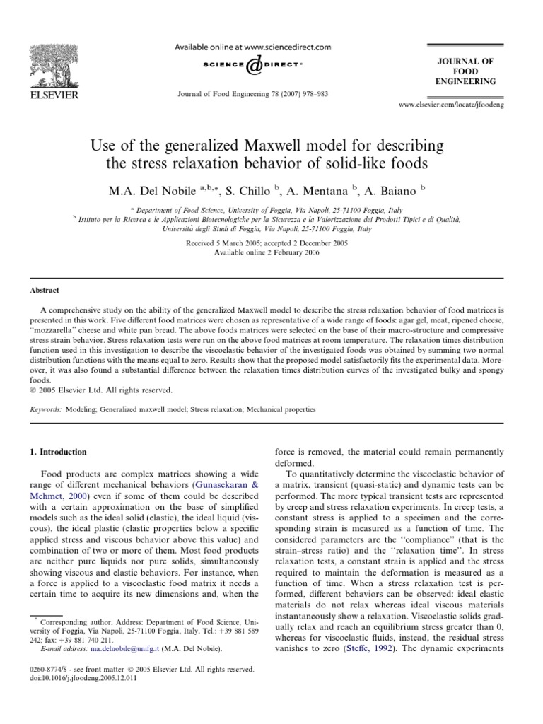 Use of The Generalized Maxwell Model For Describing The Stress ...