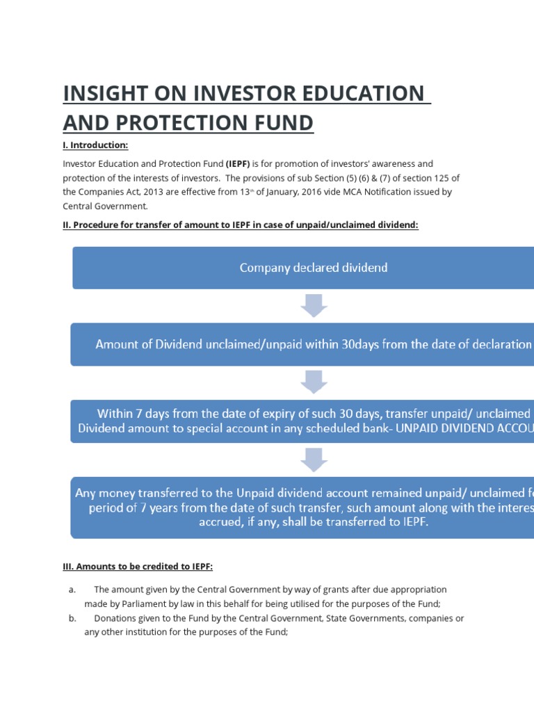 Insight On Investor Education and Protection Fund | PDF | Investor ...