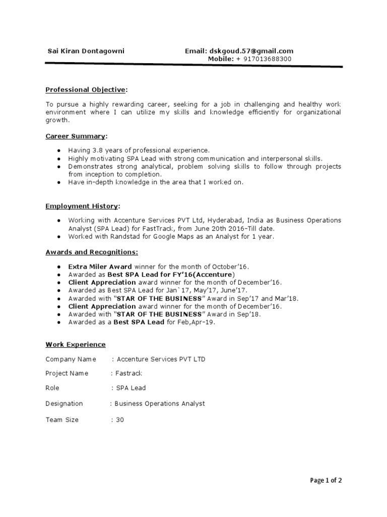 Sai Kiran Resume | PDF | Business
