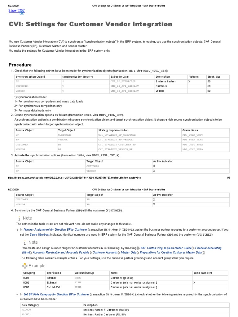 CVI - Settings For Customer Vendor Integration - SAP Documentation ... CVI - Settings For Customer Vendor Integration - SAP Documentation ...