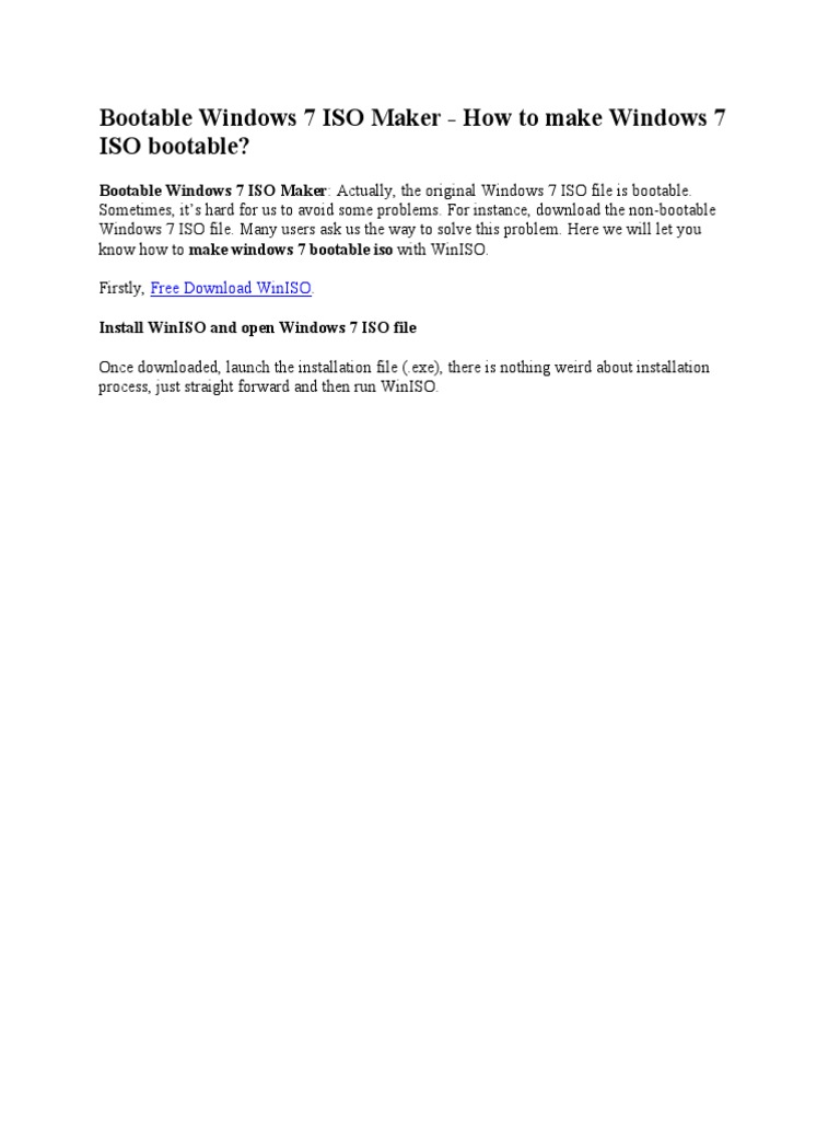 Make Windows 7 ISO Bootable with WinISO | PDF