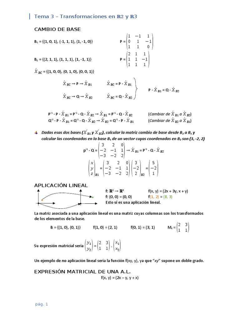 Tema 3 - Tranformaciones en R2 y R3 | PDF | Matriz (Matemáticas) | Mapa ...