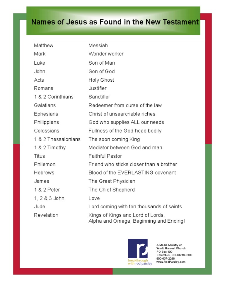 Names of Jesus in the New Testament | PDF