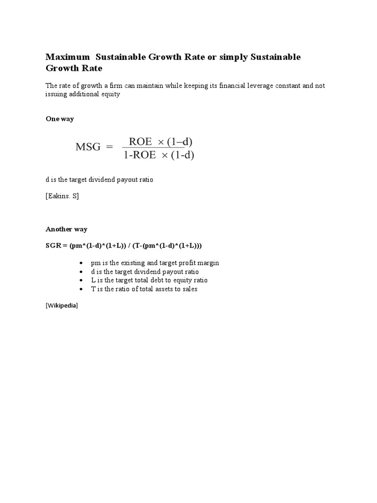 Sustainable Growth Rate | PDF