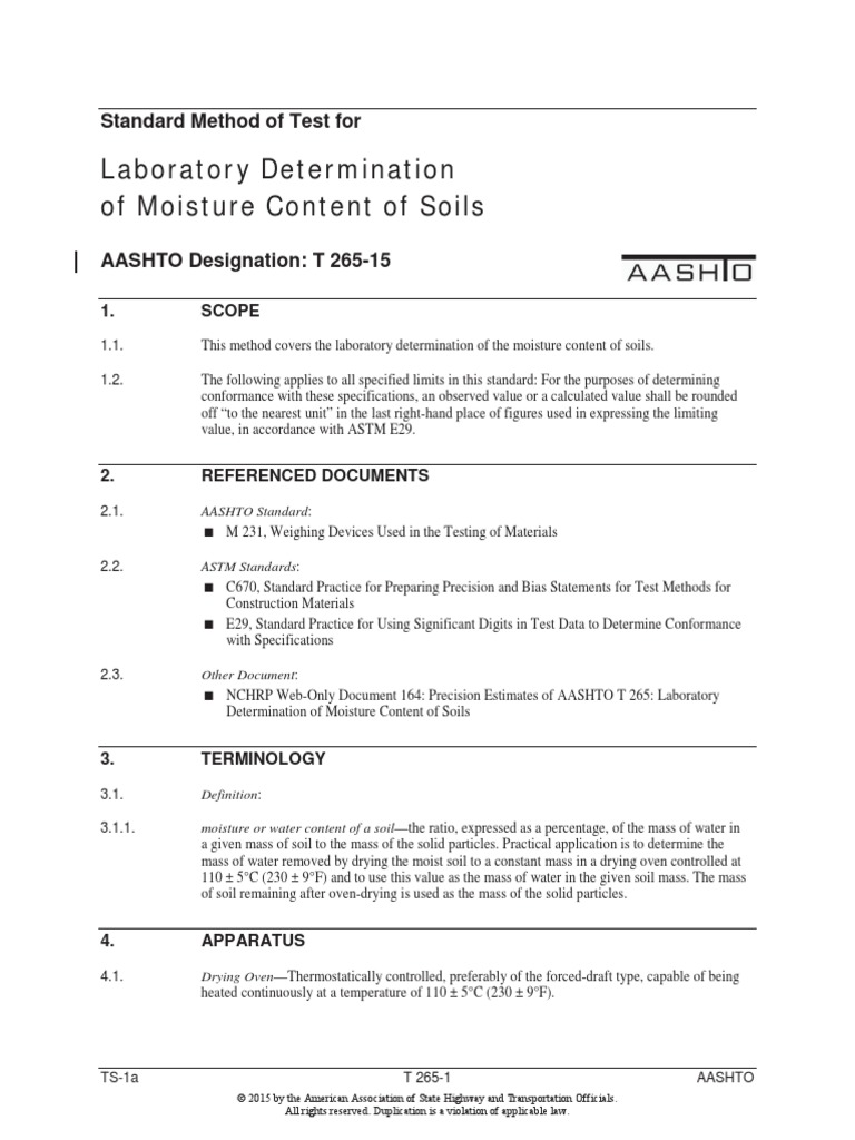 2015 - AASHTO T 265-12 Standard Method of Test For Laboratory ...