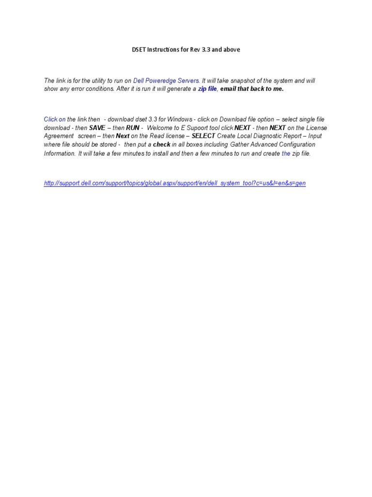 Dell Poweredge Servers: DSET Instructions For Rev 3.3 and Above | PDF ...