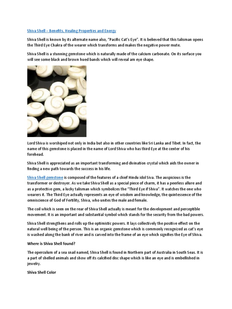 Shiva Shell - Benefits, Healing Properties and Energy | PDF | Shiva ...