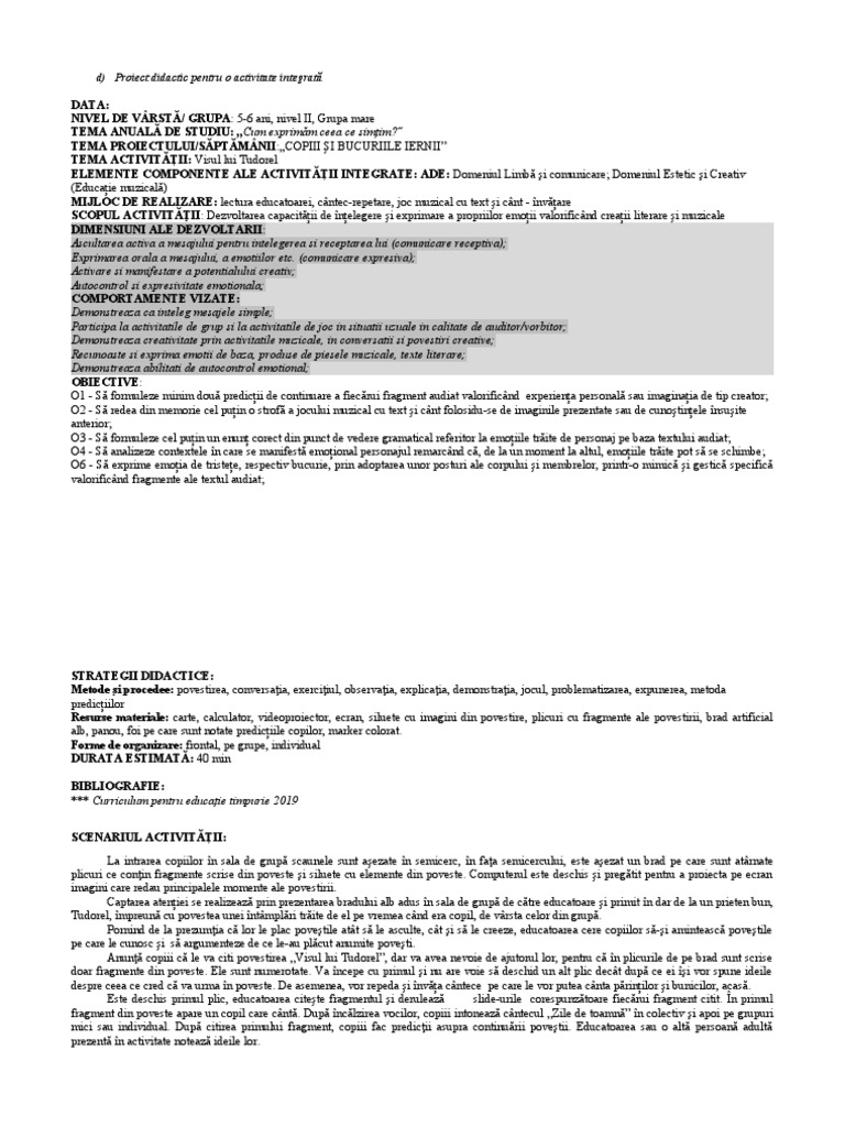 Proiect Didactic Integrat 5-6 Ani | PDF