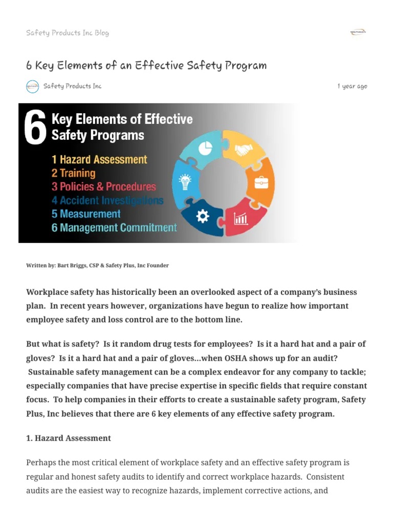 6 Key Elements Of An Effective Safety Program Safety Products Inc Blog
