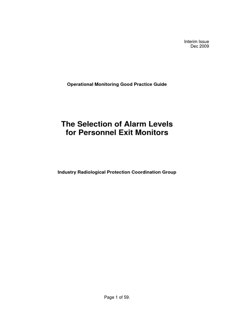 The Selection of Alarm Levels For Personnel Exit Monitors: Operational ...